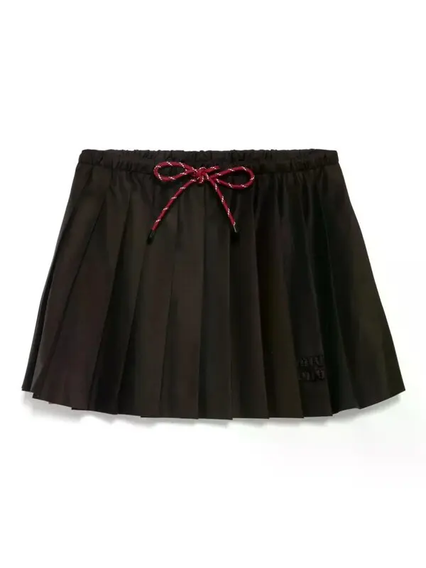Miu Miu Pleated Batavia Skirt - Brown