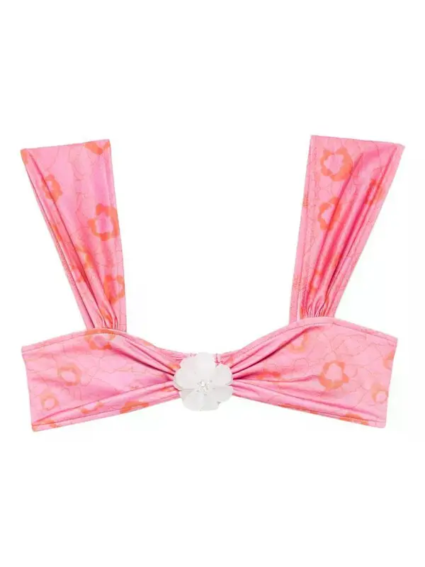 ROBERTA EINER Floral-appliqué Bikini Top - Pink