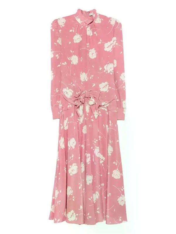 Alessandra Rich Rose-print Belted Midi Dress
