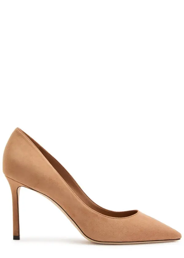 JIMMY CHOO Romy 85 Suede Pumps - Camel