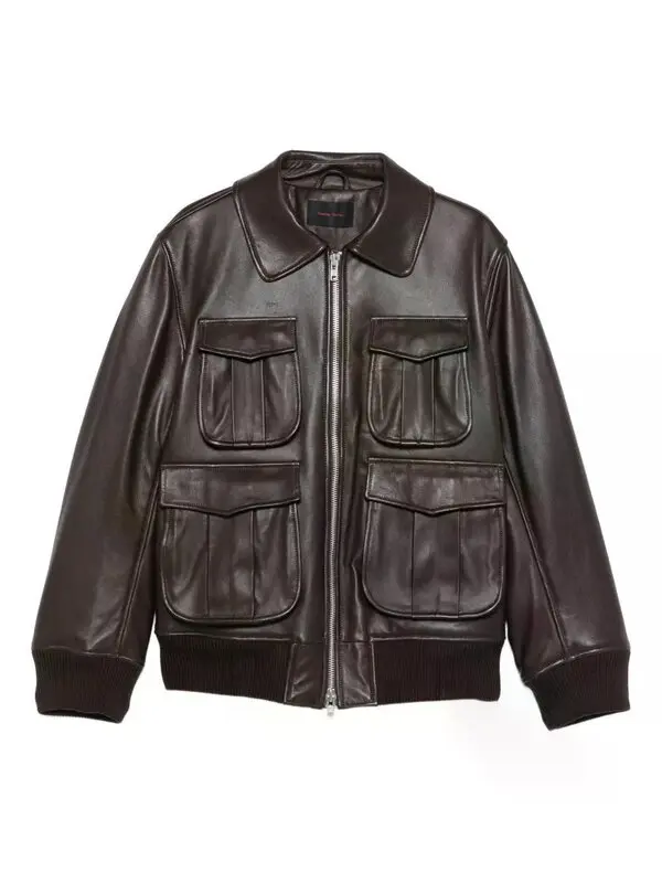 Simone Rocha Multiple-pocket Lambskin Leather Jacket - Brown