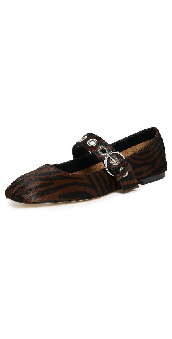 AeydĒ Uma Eyelet Zebra Ponyhair Flats