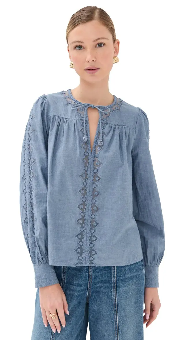 Ulla Johnson Kady Long Sleeve Blouse - Chambray