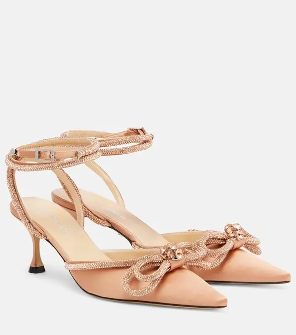 Mach & Mach Double Bow 65 Embellished Satin Pumps