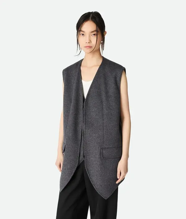 Bottega Veneta Double-face Wool Gilet - Charcoal Melange