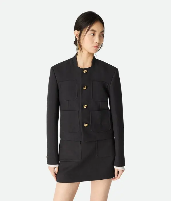 Bottega Veneta Cotton Blend Jacket - Anthracite