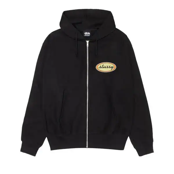 StüSsy X Our Legacy Work Shop Oval Zip Hoodie - Black | Editorialist