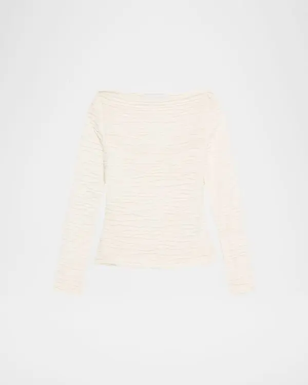 Proenza Schouler White Label Paloma Long-sleeve Textured Top - White