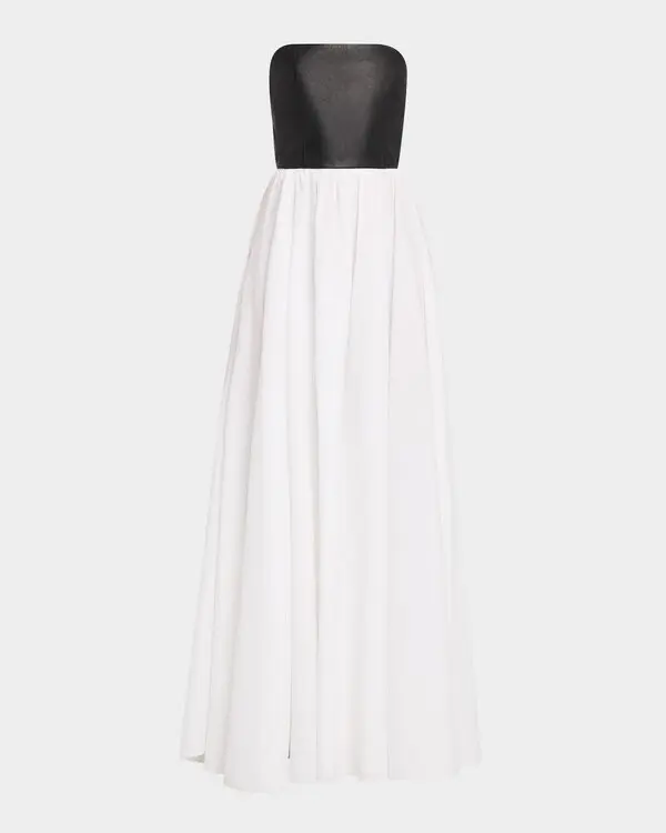 Gabriela Hearst Lehti Mixed-media Strapless Maxi Dress - Blackwhite
