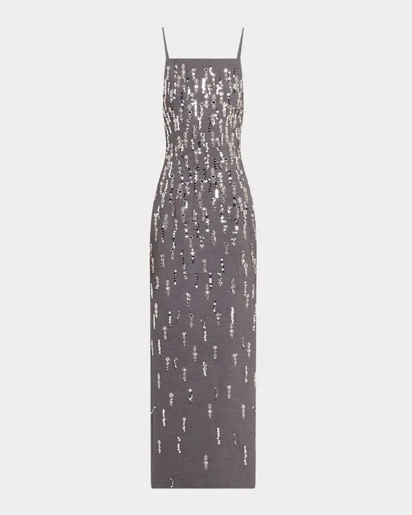 Prabal Gurung Square-neck Crystal Tubino Gown