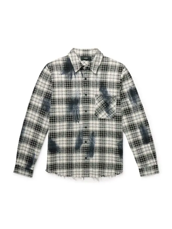 Amiri Frayed Checked Cotton-flannel Shirt