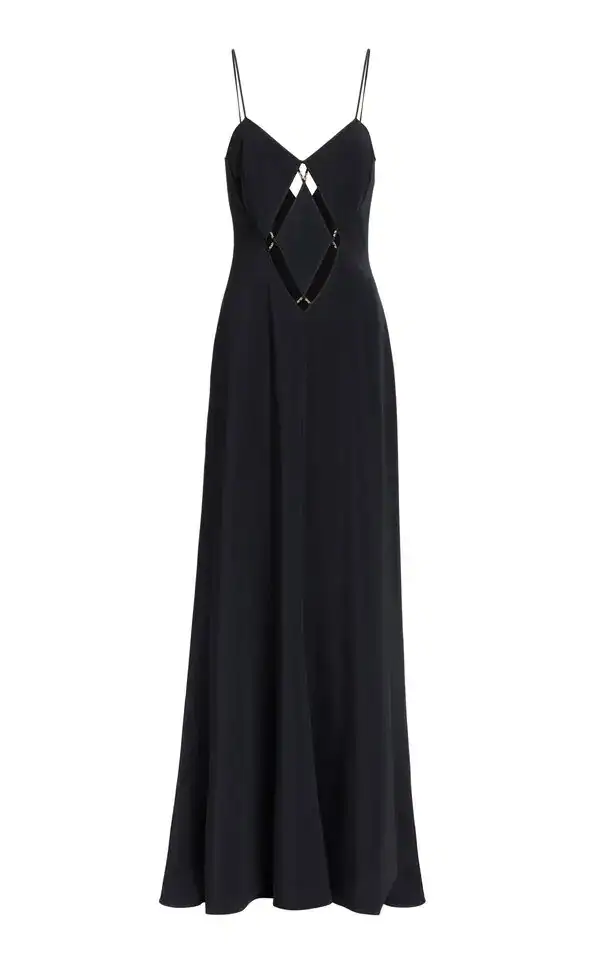Elie Saab Embellished Cut Out Cady Long Dress - Black | Editorialist