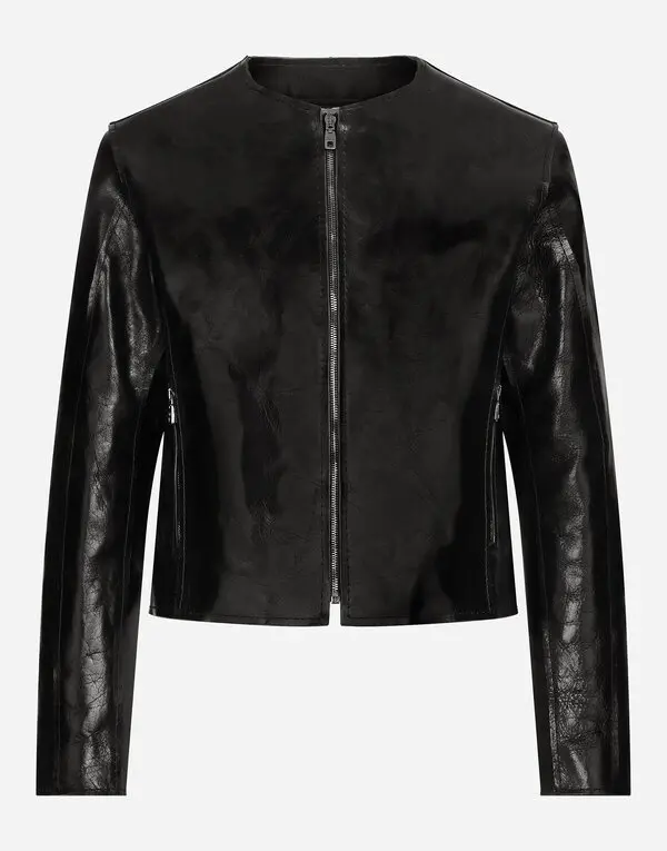 Dolce & Gabbana Collarless Leather Jacket