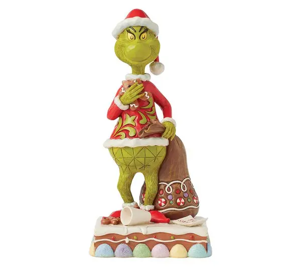 JIM SHORE Grinch Eating Gingerbread Christmas F Igurine 8in H