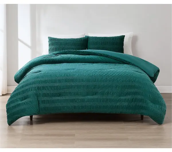 LUSH DECOR Azalea Ruched Velvet Stripe Comforte R Set F/q