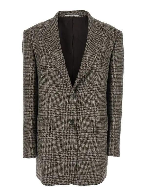 Tagliatore Single-breasted Wool Jacket With Check Motif
