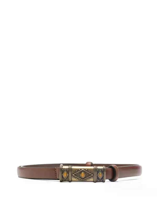 Ba&sh Leather Rectangle-buckle Belt - Brown