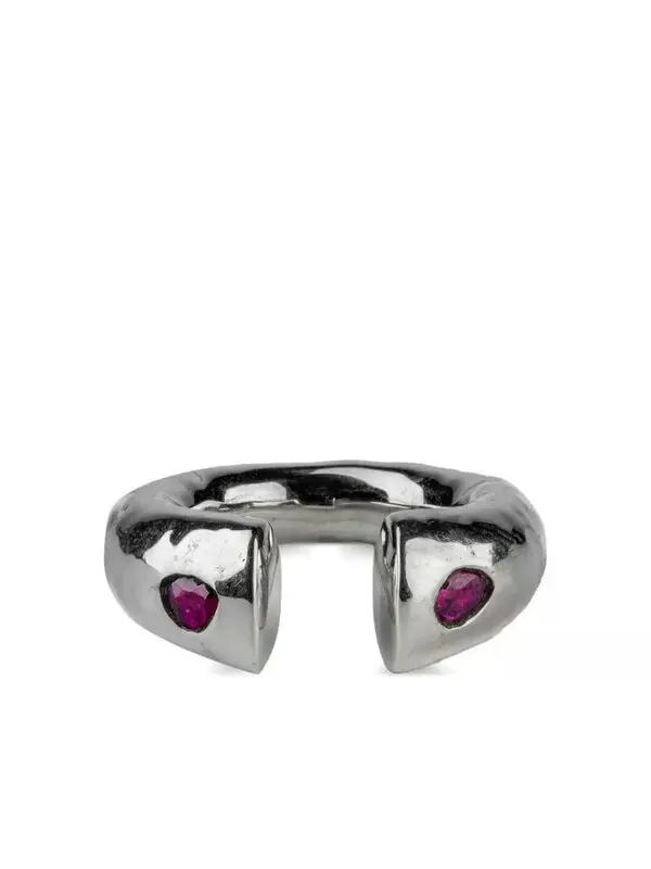 PARTS OF FOUR Sterling Silver Ruby Ring - Parub Polished Sterling Silver / Rough Ruby (faceted)