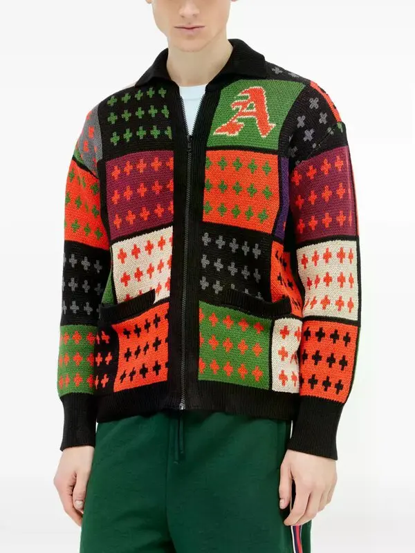 AWAKE NY Stadium Patchwork Zip Cardigan