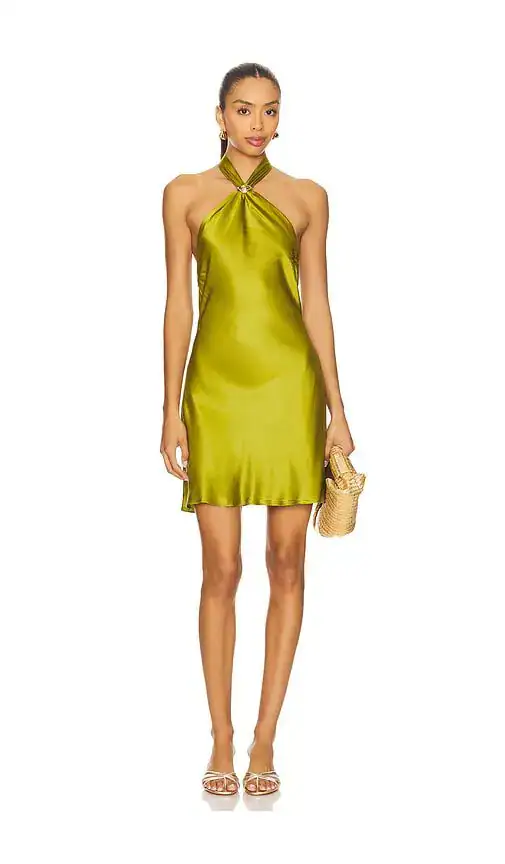 gold satin dress Athena Satin Dress