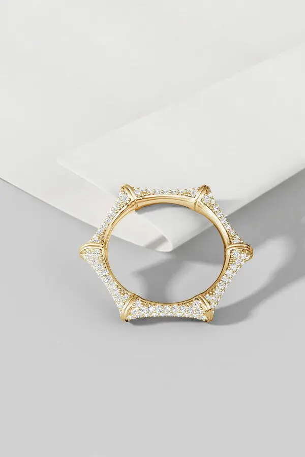 Natori Indochine 14k Diamond Pave Bamboo Eternity Ring