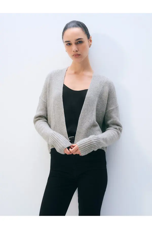 WHITE & WARREN Cashmere Open-front Cardigan - Gray