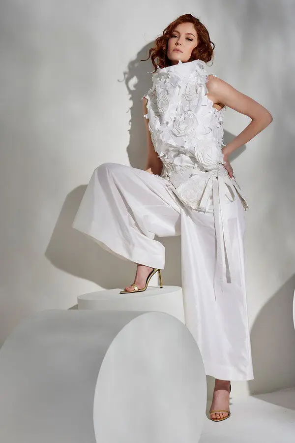 Natori Couture Silk Dupioni Palazzo Pants