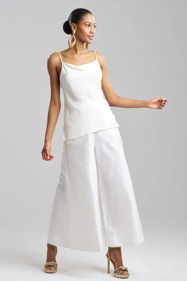 Natori Couture Silk Crepe Cowl Cami - White