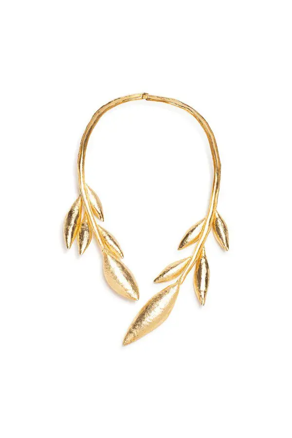 Natori Plated Leaf Choker Necklace - Gold
