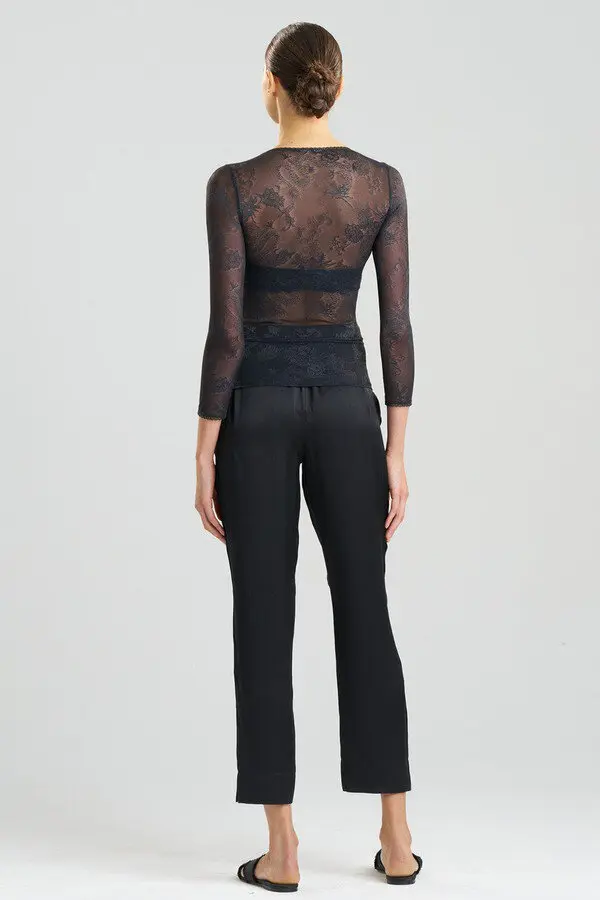 Natori Dragon Lace Long Sleeve Top - Black
