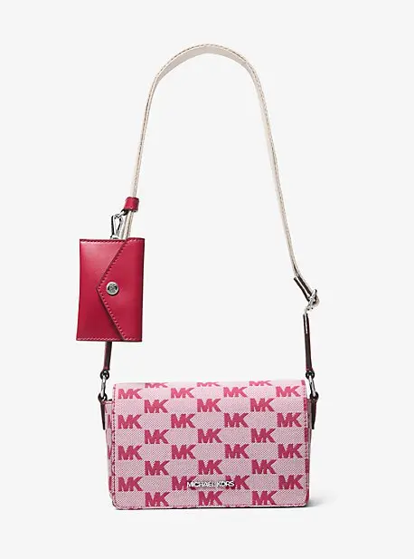 Michael Kors Vincent Small Logo Jacquard Crossbody Bag With Card Case - Red