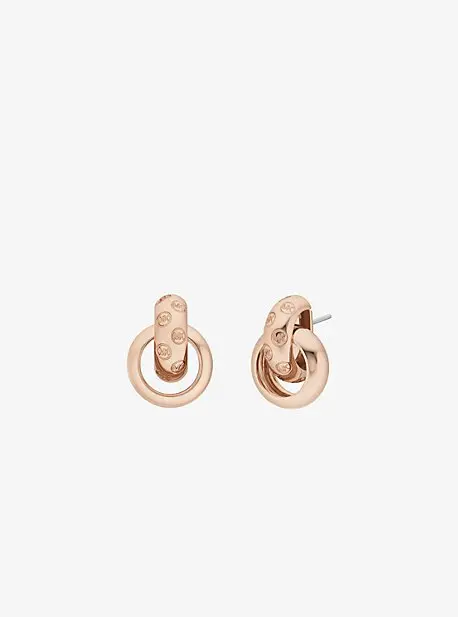Michael Kors Logo Engraved Stud Earrings - Rose Gold