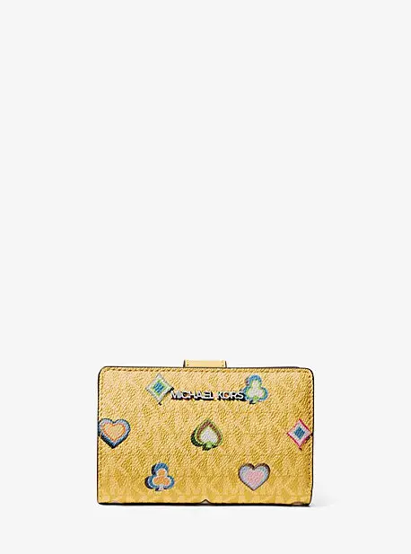 Michael Kors Jet Set Medium Printed Signature Logo Wallet - Yellow