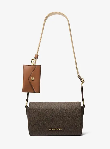 Michael Kors Small Signature Logo Crossbody Bag With Card Case - Brown