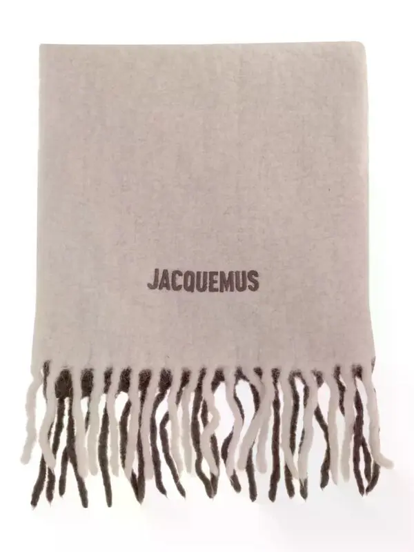 Jacquemus L'écharpe Moisson Logo-embroidered Fringed Scarf - Neutrals