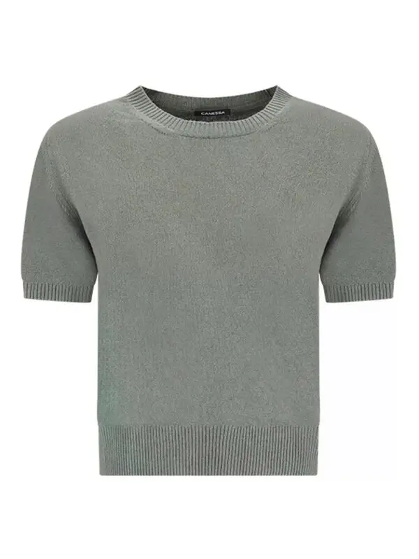 CANESSA Round-neck Short-sleeve Top - Grey