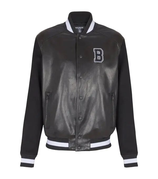 Balmain Leather-wool Bomber Jacket