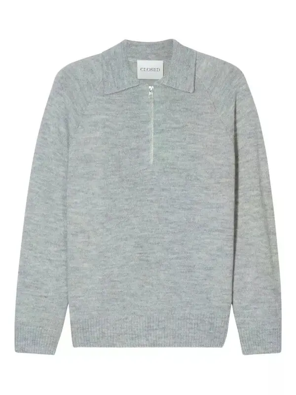 Closed Zip-front Sweater - Grey
