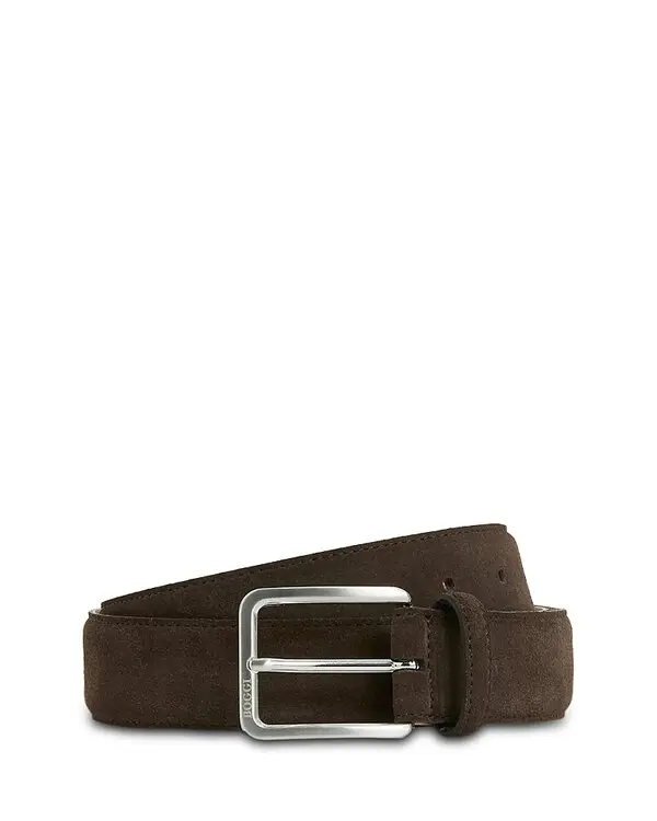 Boggi Milano Suede Leather Belt - Dark Brown