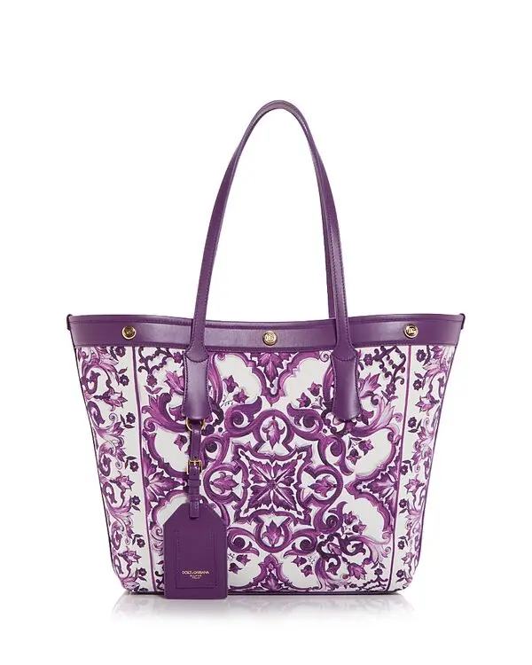 Dolce & Gabbana Atene Majolica Shopping Tote - White/purple