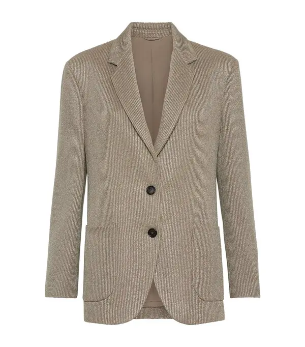 Brunello Cucinelli Cotton-blend Ribbed Blazer - Brown