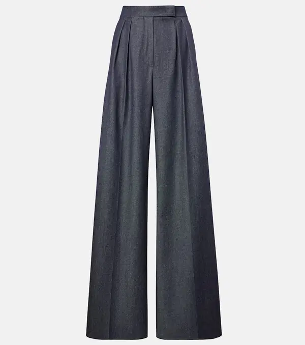 Max Mara Baden Pleated Wide-leg Pants - Blue