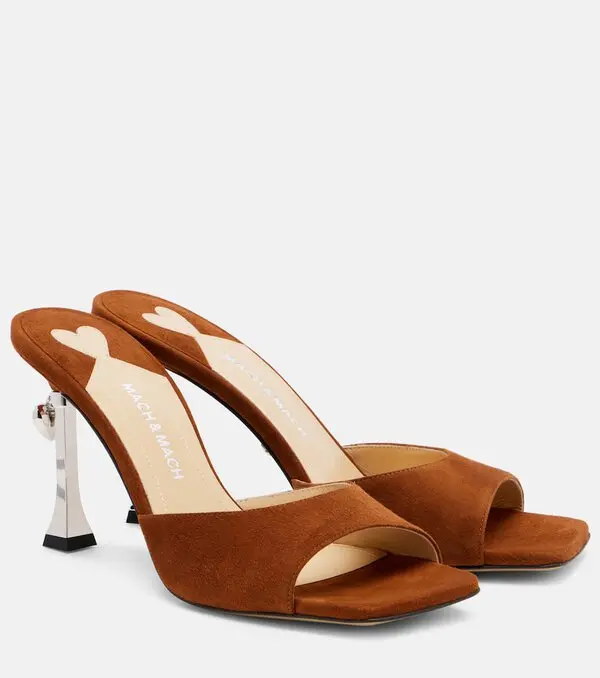 Mach & Mach Puffy Heart Suede Mules