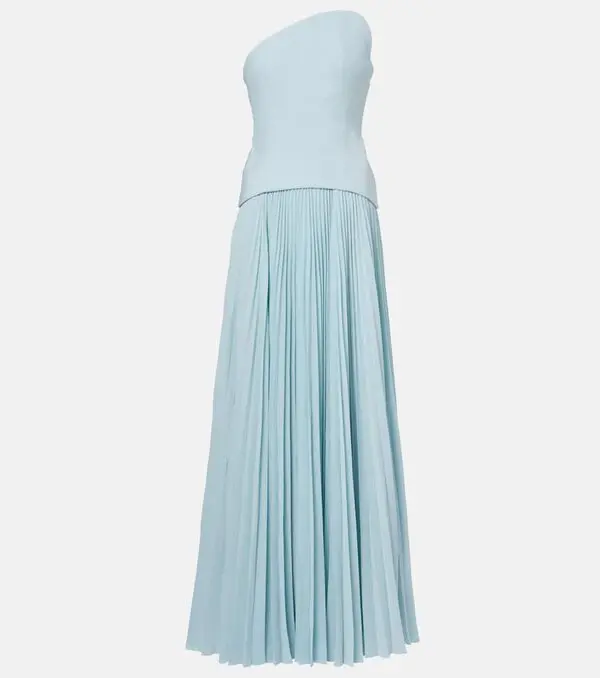 Solace London Britt Pleated Gown - Blue