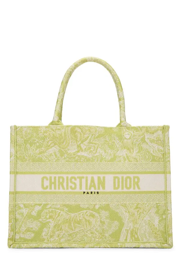 Dior Embroidered Canvas Book Tote Medium - Green