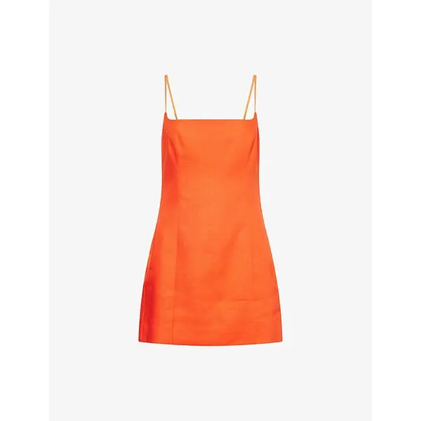 Sir. Panelled Linen Mini Dress - Tangerine | Editorialist