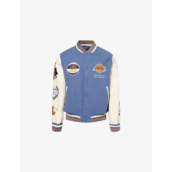 New Era La Lakers Embroidered Wool-blend Varsity Jacket