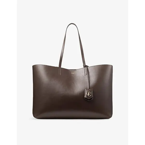 JIMMY CHOO Nine2five East-west Leather Tote Bag - Chocolate/light Gold