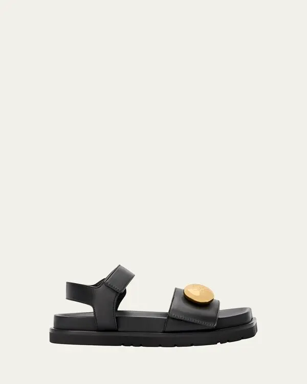 Loewe Pebble Fussbett Leather Sandals - Black
