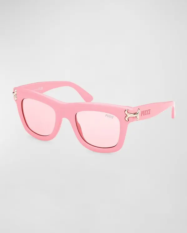 Emilio Pucci Logo Square Sunglasses - Shiny Pink Bordeaux
